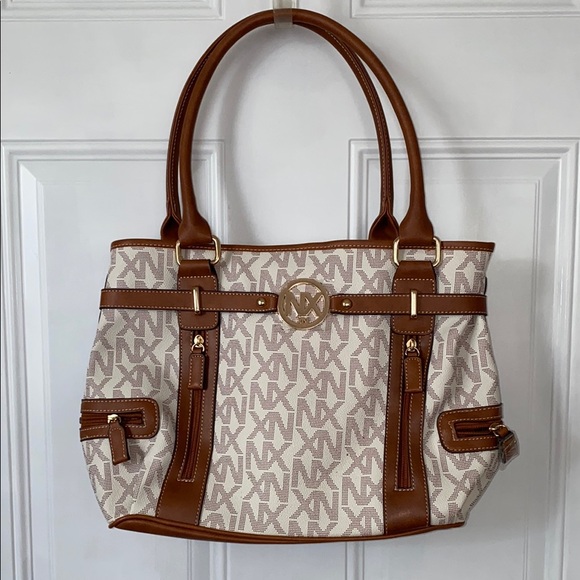 NX | Bags | Nx Brown And Cream Tote | Poshmark